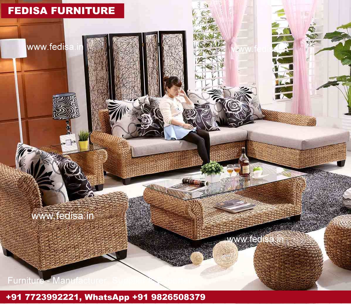 Cane Sofa Set, Cane Hanging Swing Chair Perambu Chair