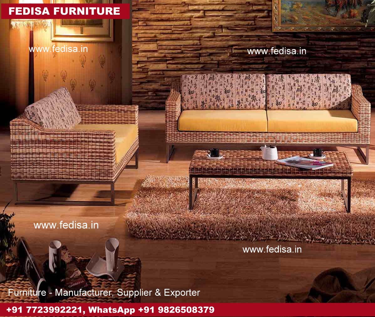 Cane Sofa Set, Cane Wingback Chair Polythene Cane Chair