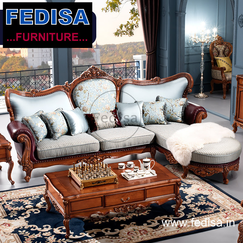 Classic Luxury l shape sofa, genuine leather l shaped sofa chesterfield ...