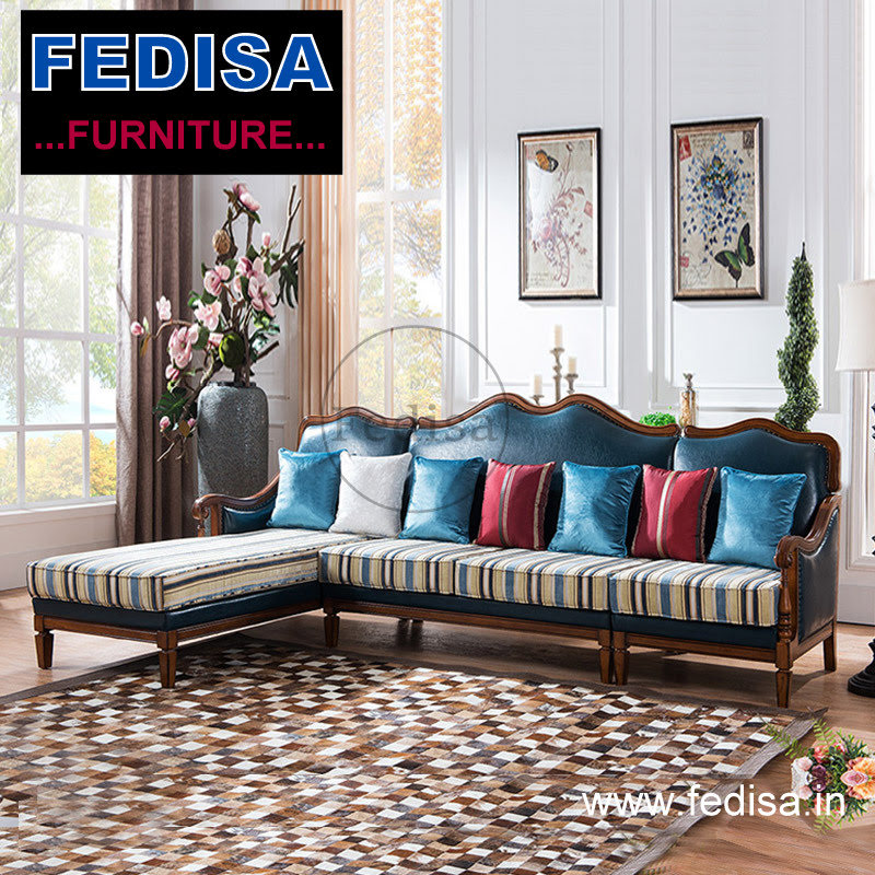 Classic Luxury l shape sofa, l shape faux leather sofa velvet sofa set