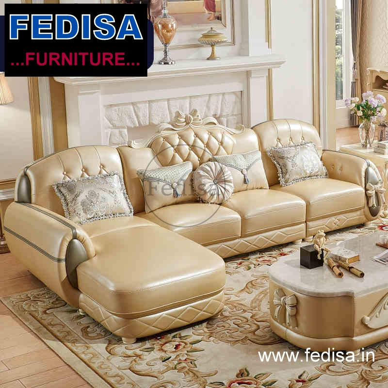 Classic Luxury l shape sofa, l shaped faux leather couch sofa set under ...