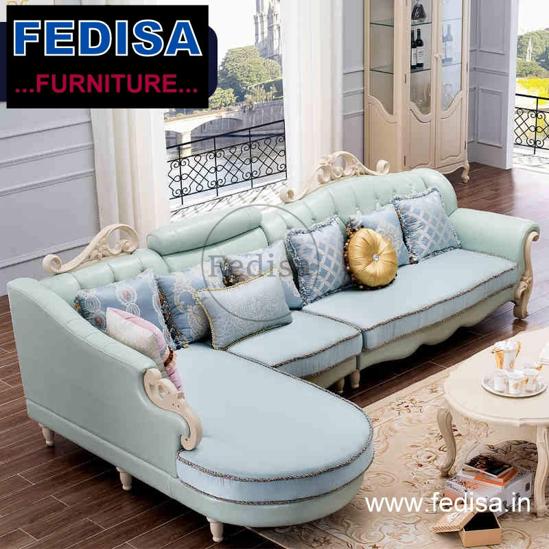 Classic Luxury l shape sofa, l shaped sofa black leather l sectional sofa