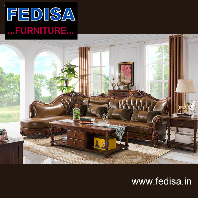 Classical Luxury l shape sofa, black leather l shaped couch 9 seater sofa