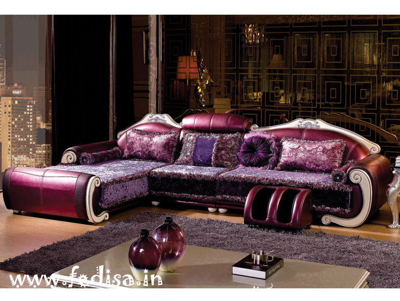 Classical Luxury l shape sofa, leather l shaped reclining sectional ...