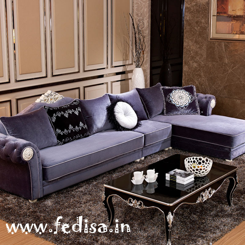 Classical Luxury l shape sofa, leather l shaped sectional steel sofa set