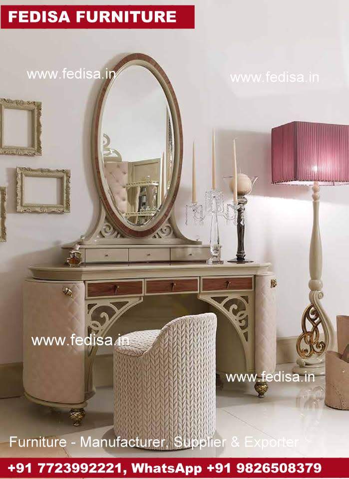 Compact Dressing Table, Makeup Vanity With Drawers Wooden Dressing Table