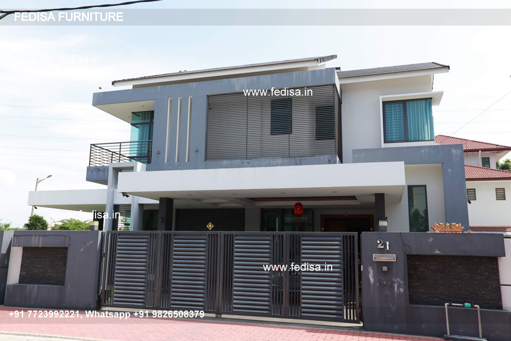 Compound Wall Gate Design Modern Metal And Wood Fence Low Cost Gate ...