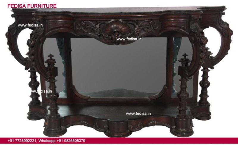 Contemporary Console Table 130 Drawer Mirrored Console Table Dark Wood ...