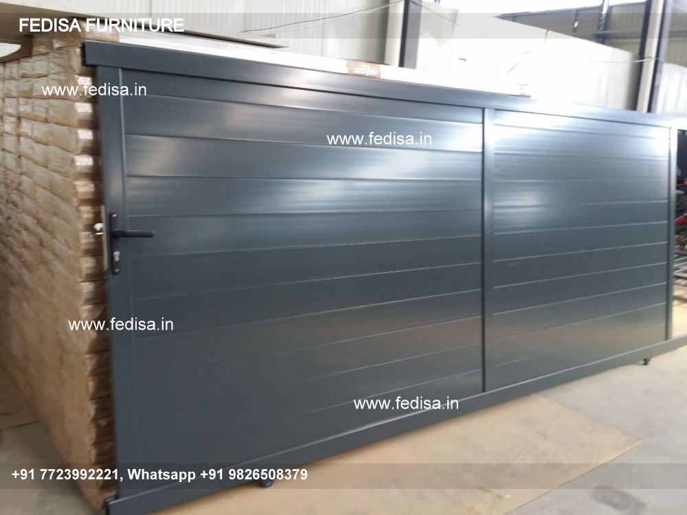 Double Door Gate Design Modern Metal And Wood Fence Flat Main Gate ...