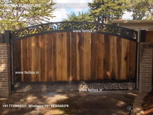 Double Door Gate Design Modern Metal And Wood Fence Lohe Ke Get Ki ...