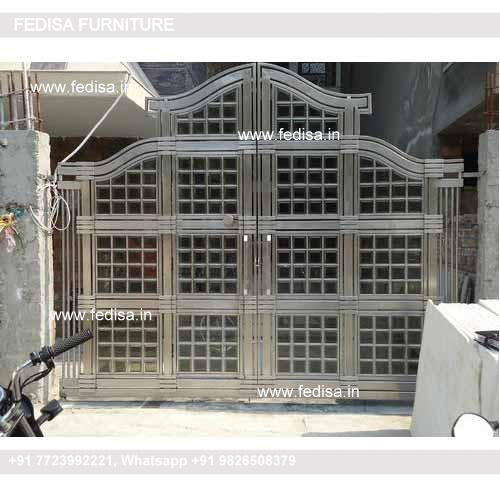 Double Door Gate Design Modern Metal And Wood Fence New Iron Gate ...