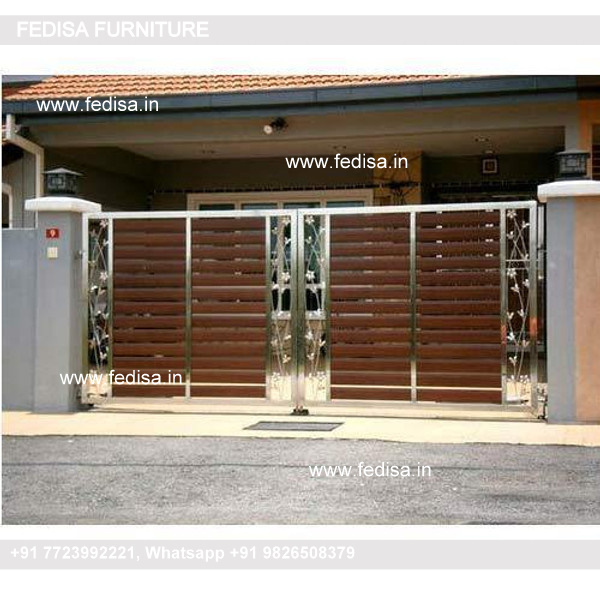 Folding Gate Design For Home Modern Metal And Wood Fence Compound Wall ...