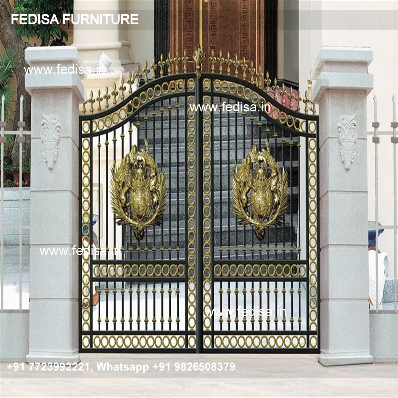 Front Gate Design Iron Modern Metal And Wood Fence Front Compound Gate ...