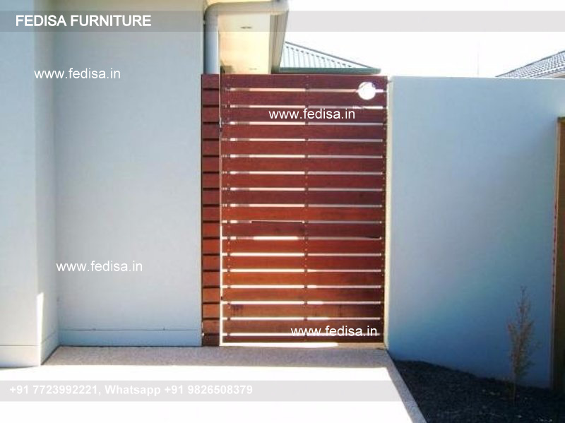 Gate Design Iron Pipe Modern Metal And Wood Fence Front Gate Arch ...