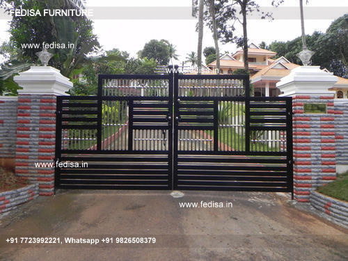 Home Boundary Wall Design With Gate Steel Square Pipe Gate Design Small ...
