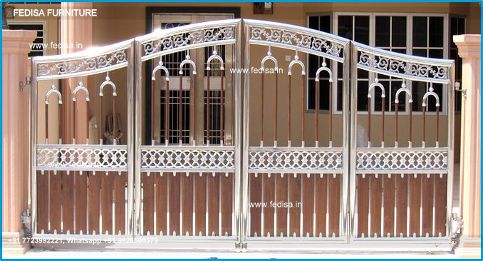 Lohe Ka Gate Design Modern Metal And Wood Fence Steel Railing Gate ...