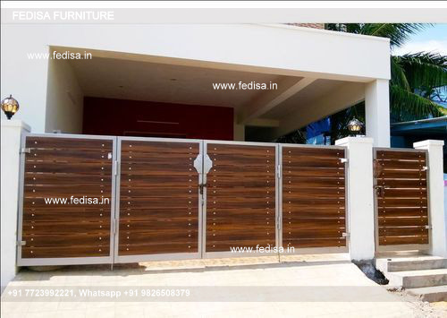 Lohe Ke Gate Ki Design Modern Metal And Wood Fence Boundary Gate Roof ...