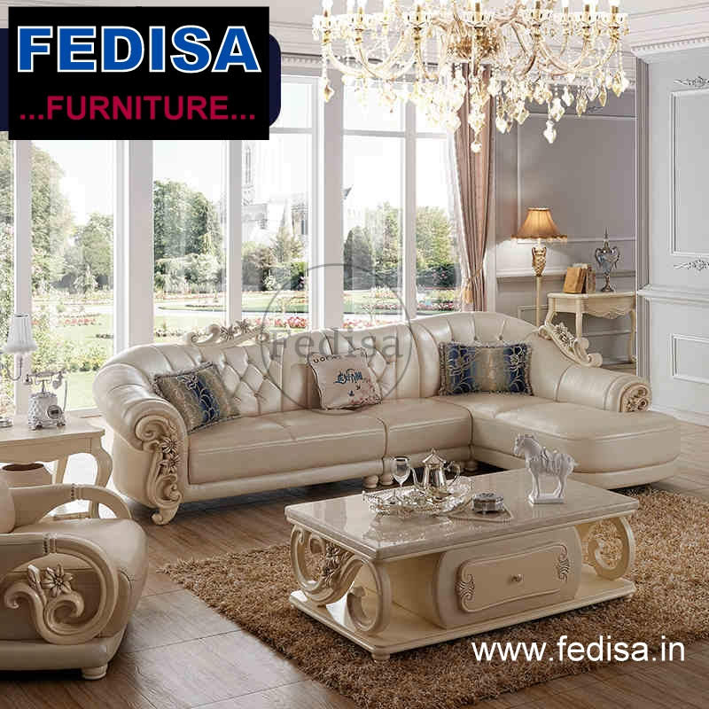 Luxury l shape sofa, gray leather l shaped couch seti sofa