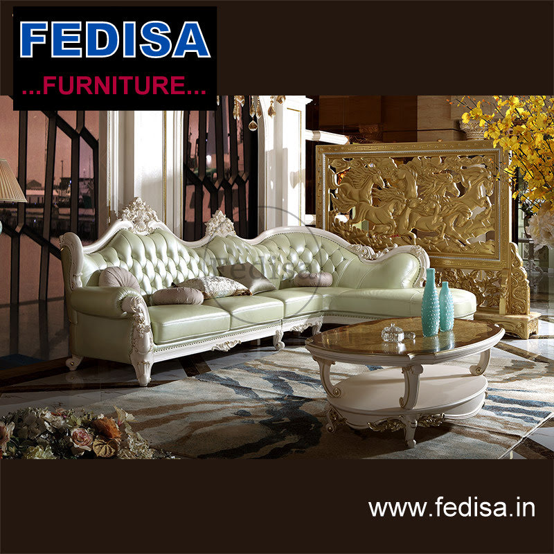 Luxury l shape sofa, l shape fabric sofa set wooden sofa set