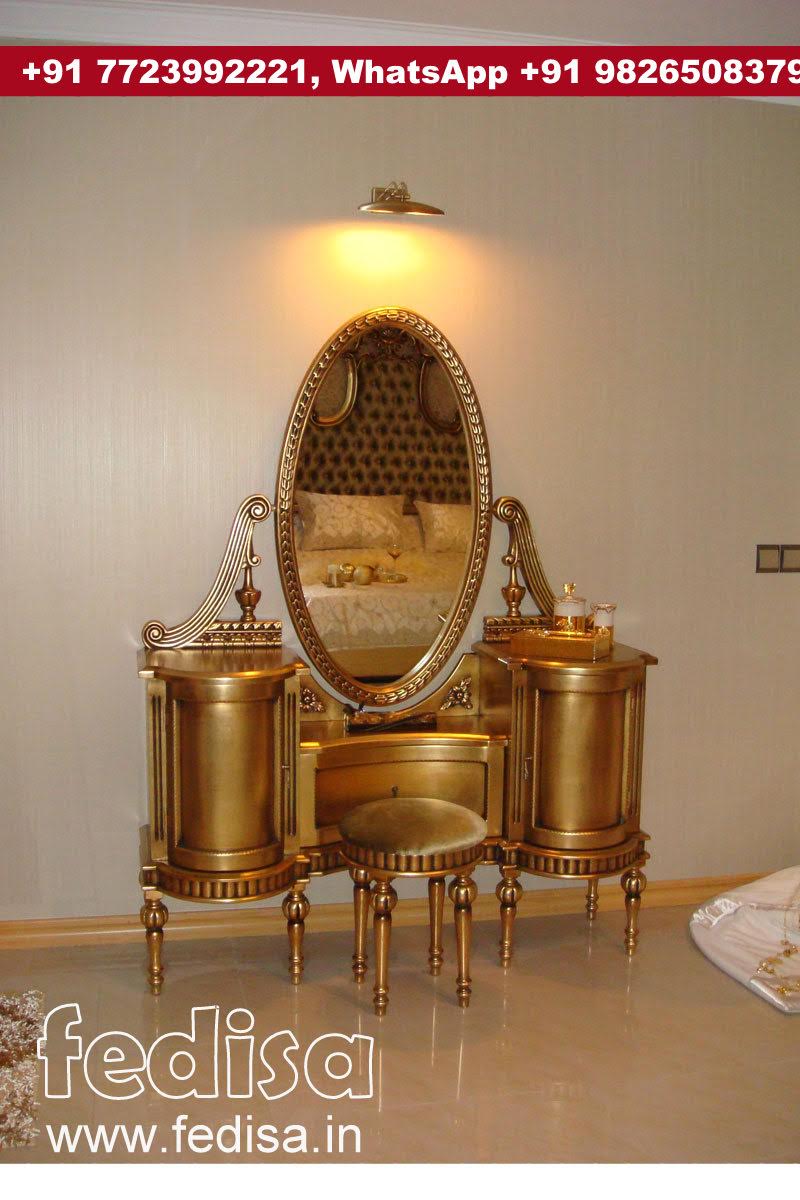 Mirrored Dressing Table, White Compact Dressing Table Bedroom Set With ...