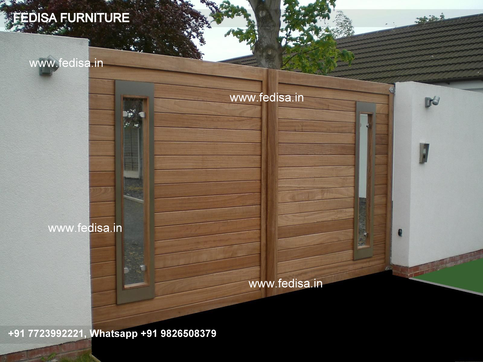 Square Pipe Gate Design Modern Metal And Wood Fence Compound Wall Grill ...