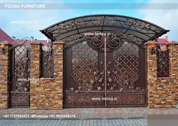 Steel Gate Design Double Door Modern Iron Fence Strong Gate Design Plai ...