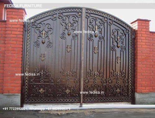 Steel Gate Design Double Door Modern Metal And Wood Fence Sliding Door ...