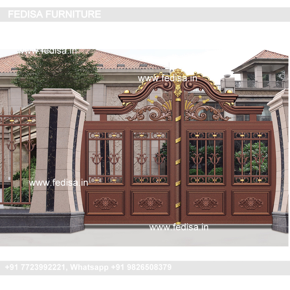 Wooden Main Gate Design Modern Iron Fence Drawing Room Entry Gate ...
