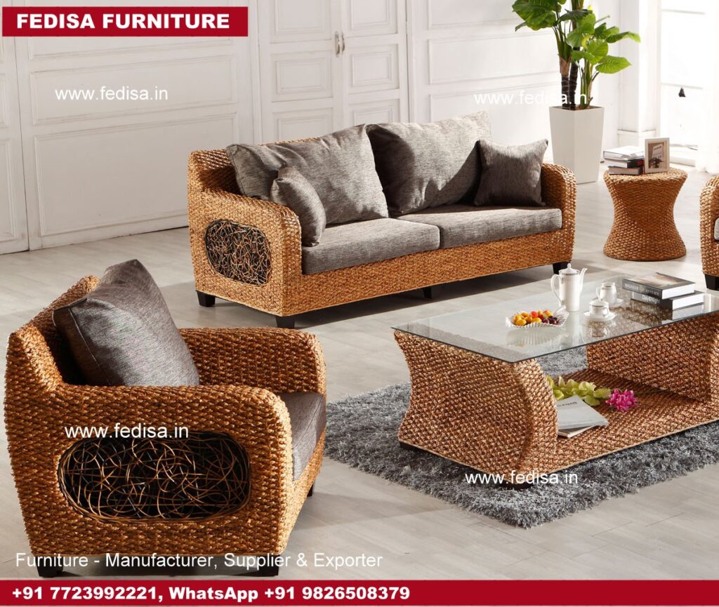 Cane Sofa Set, Cane Wood Sofa Set Rattan Cane Table