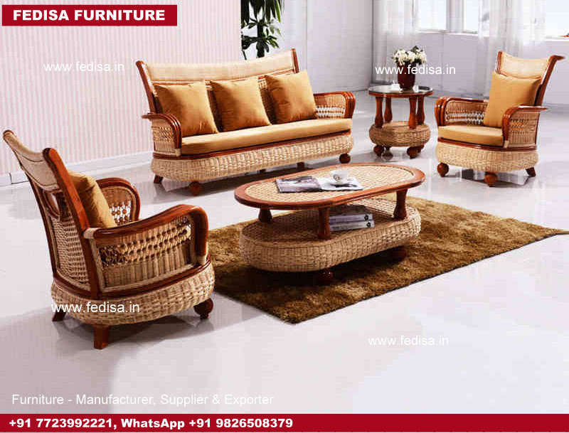 Cane Sofa Set, Rattan Cane Stool Cane Table