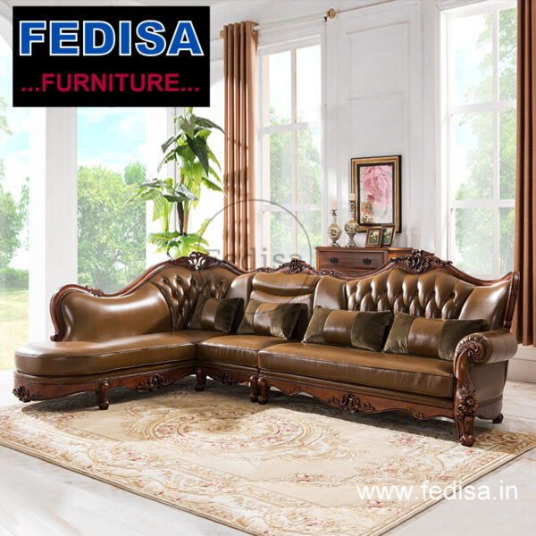 Classic Luxury l shape sofa, l shape chesterfield sofa godrej interio ...