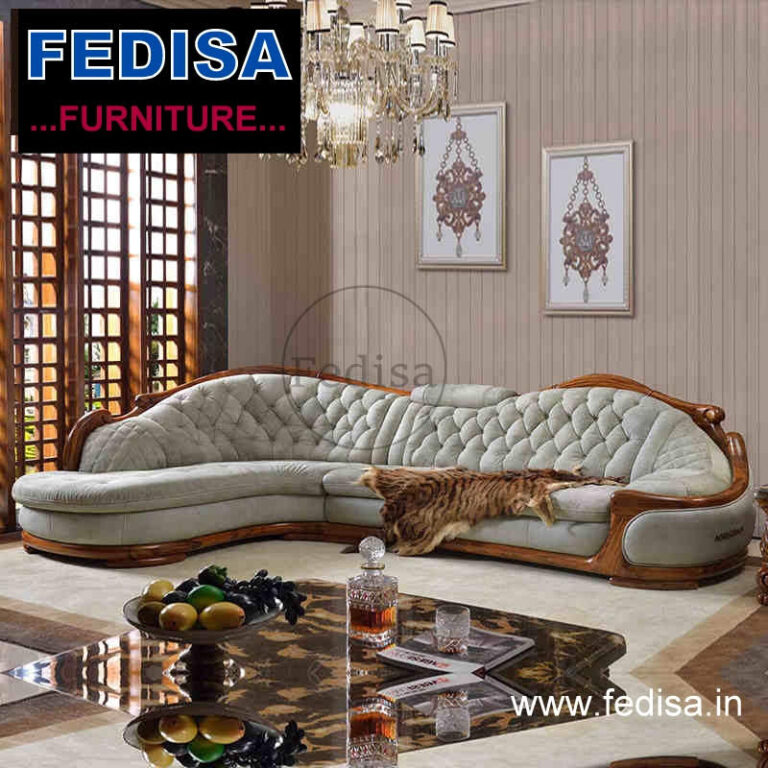 Classic Luxury l shape sofa, grey leather sofa l shape 6 seater corner ...