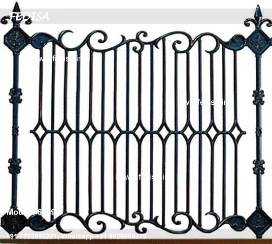 Front Balcony Steel Railing Design Double Door Window Grill Design ...