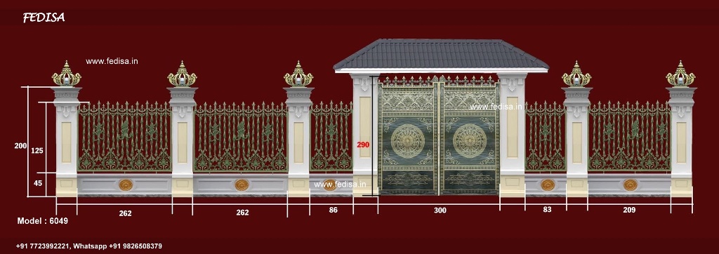 Cement Railing Design For Stairs Wooden Door With Steel Grill Iron ...