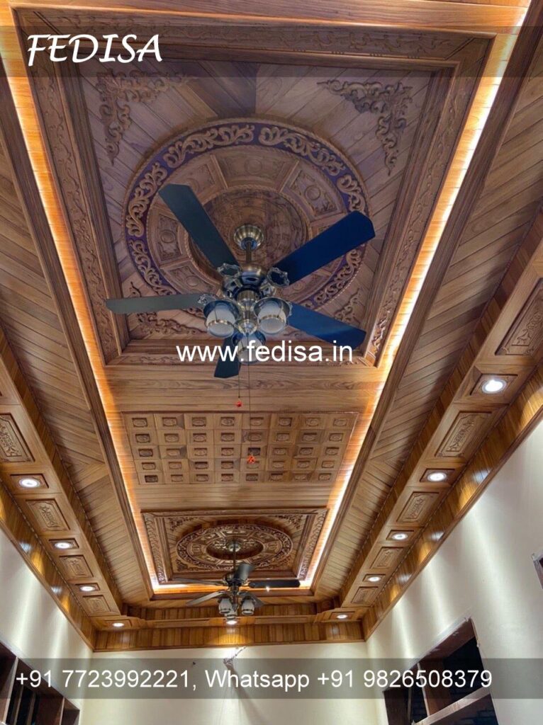 Wood Ceiling, Ceiling Design For Hall With Two Fans Ceiling Design For ...