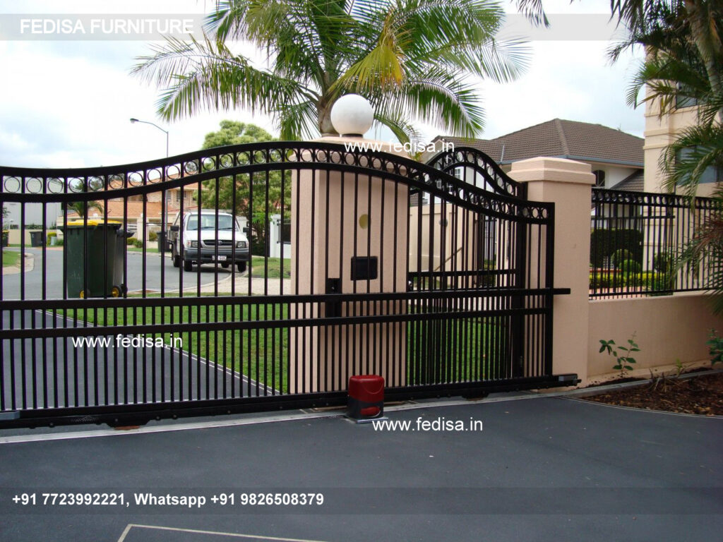 Lohe Ka Gate Modern House With Gate Grey Colour Gate Design Pipe Wala ...