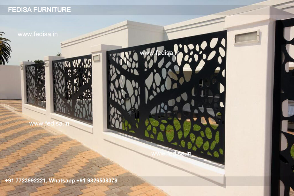 Modern Main Gate Pillar Design Modern Metal And Wood Fence Steel Door ...