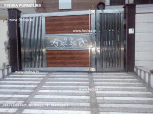Steel Gate Single Palla Modern Metal And Wood Fence Loha Gate Design ...