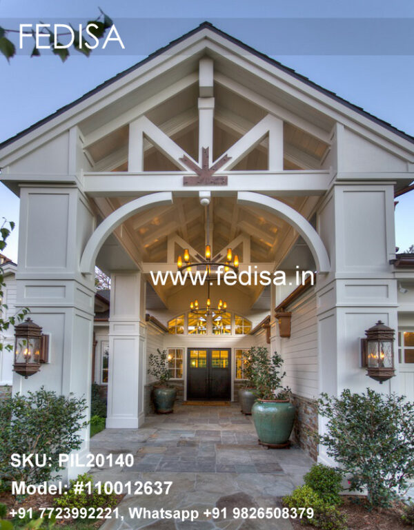 Front Door Porch With Pillars Ceiling Pillar Design Terrace Pillar Design