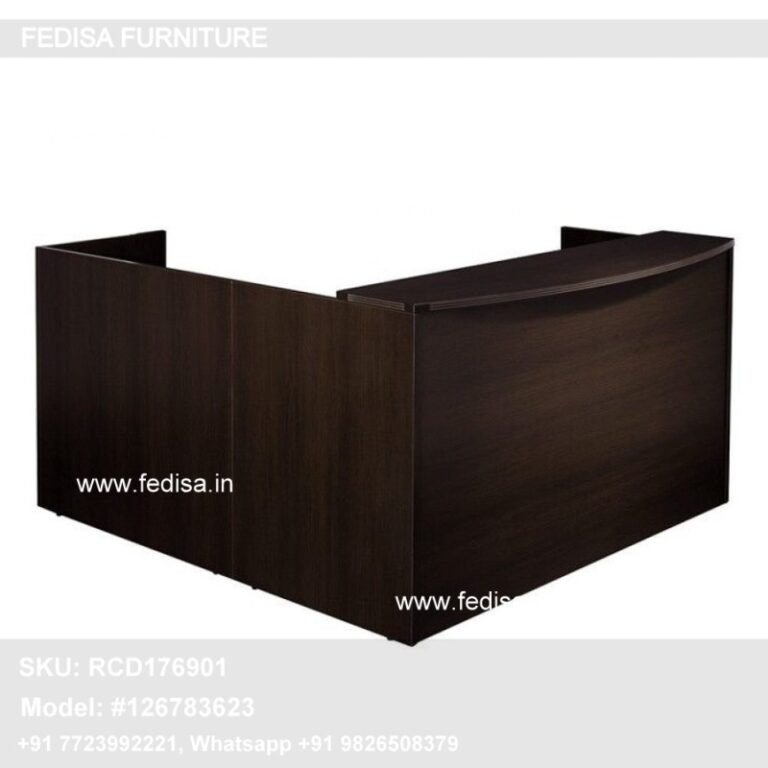 L Shape Reception Table Enclosed Reception Desk Curved Welcome Desk ...