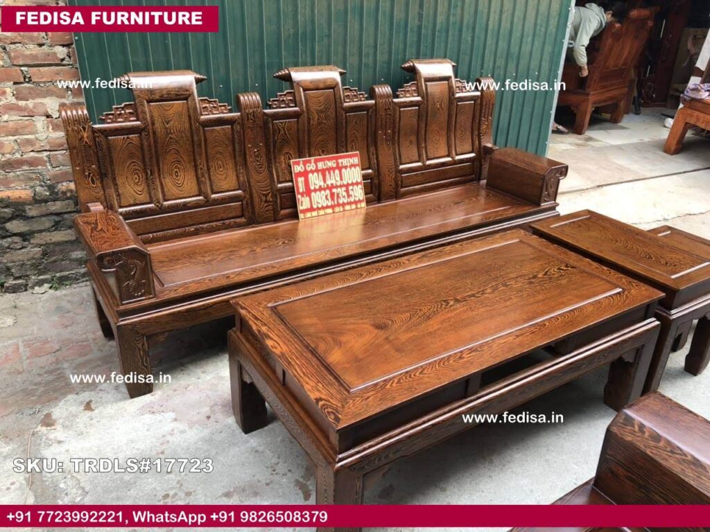 Damro Wooden Sofa Set L Shape Sofa Set With Center Table End Table With ...