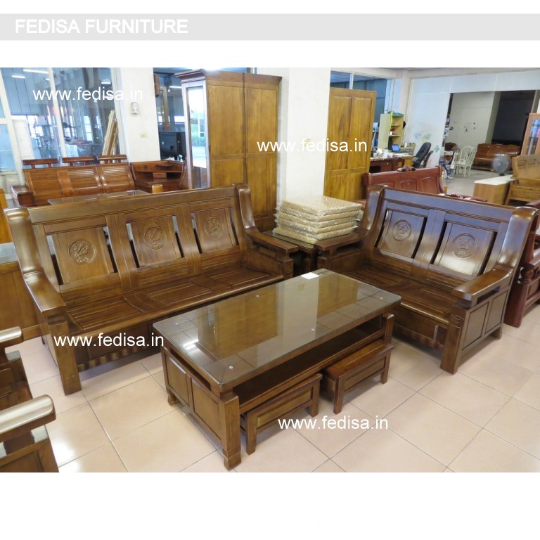 Wooden Corner Settee Carved Teak Wood Sofa Set Sagwan Wood Furniture ...