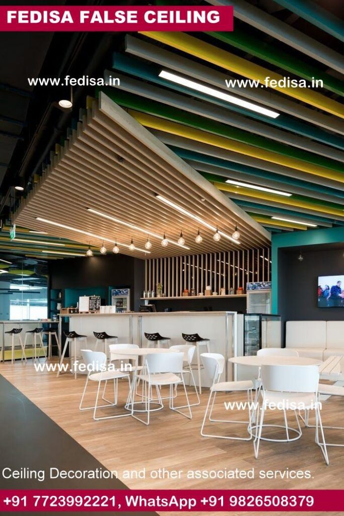 Office Fall Ceiling Design Gypsum Ceiling Lighting Ideas Cafe Partition ...