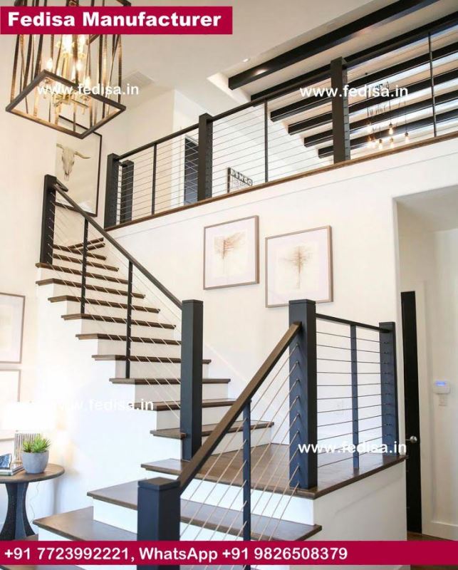 Internal Steel Staircase Steel Cable Stair Railing Steel Frame ...
